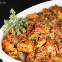 Cornbread Dressing with Sausage and Toasted Pecans | Side Dishes