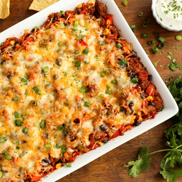 Cheesy Beef And Sweet Potato Taco Casserole • A Farmgirls Dabbles