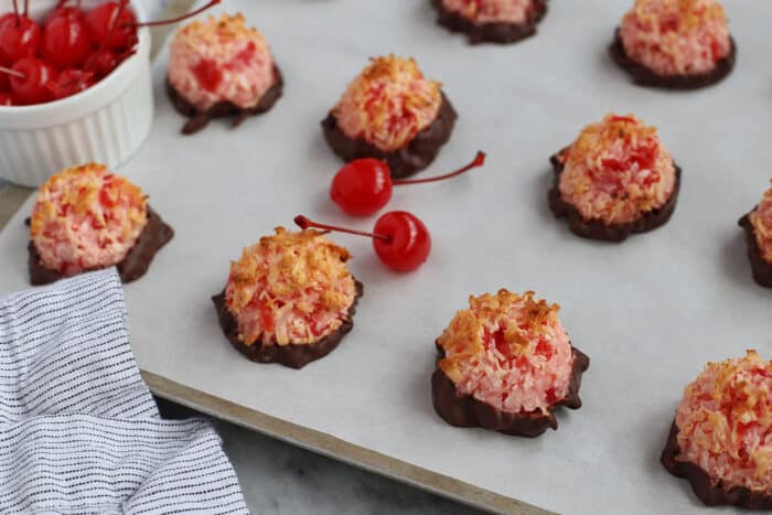 Chocolate Dipped Cherry Macaroons l a farmgirl's dabbles