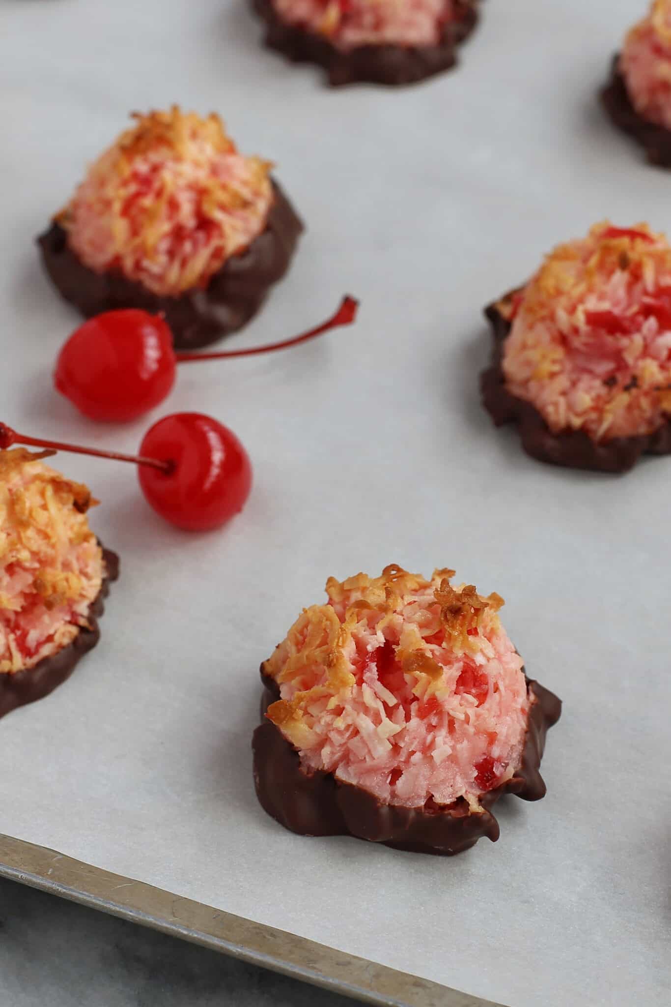 Chocolate Dipped Cherry Macaroons l a farmgirl's dabbles