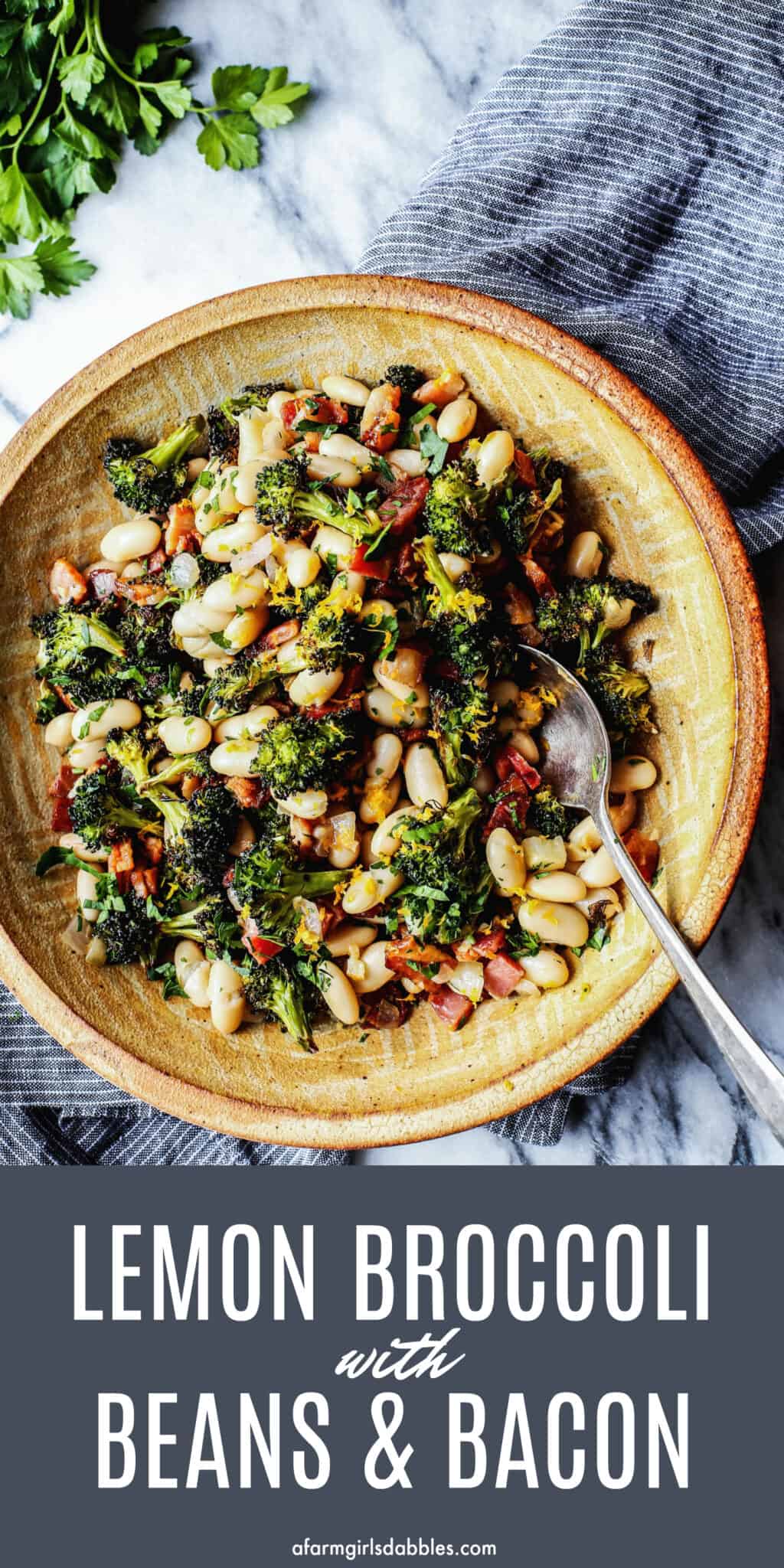Lemon Broccoli with Beans and Bacon | Easy great northern beans recipe!