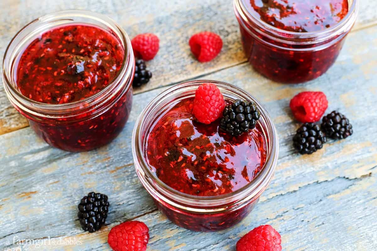 Easy Raspberry Blackberry Freezer Jam Recipe | A Farmgirl's Dabbles