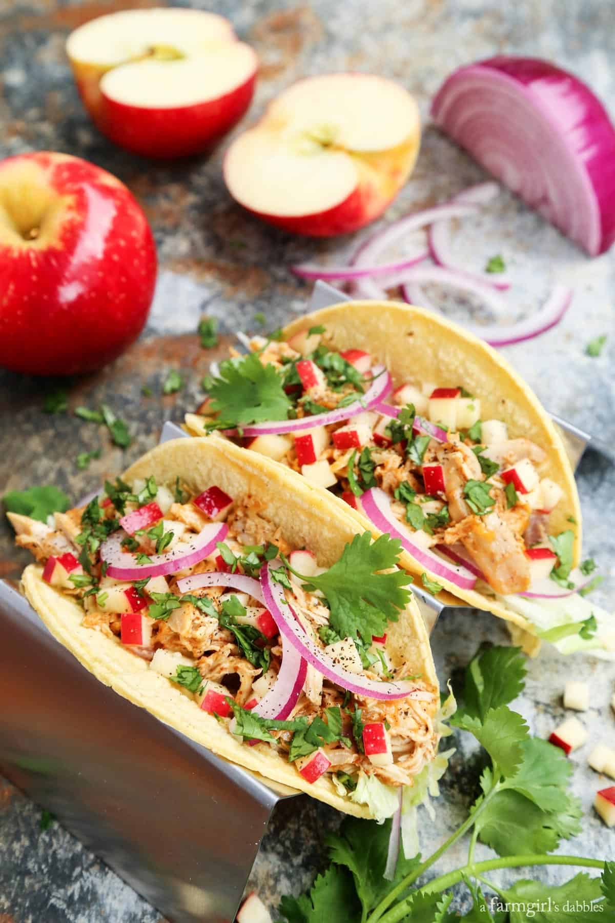 Autumn-Spiced Cheddar Chicken Tacos with Apples • a farmgirl's dabbles