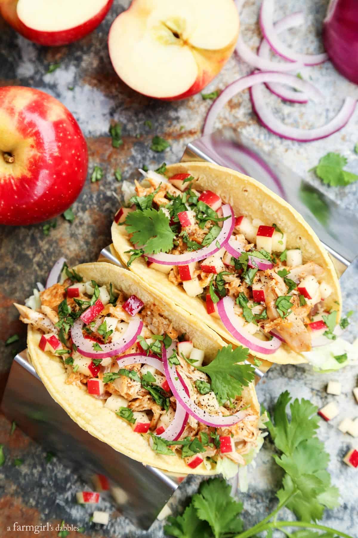 Autumn-Spiced Cheddar Chicken Tacos with Apples - A Farmgirl's Dabbles