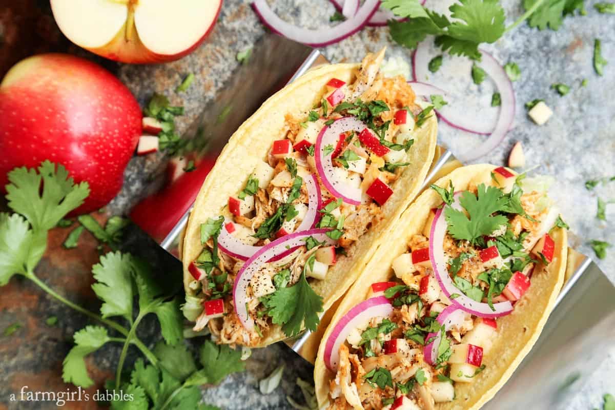 Autumn-Spiced Cheddar Chicken Tacos with Apples - A Farmgirl's Dabbles