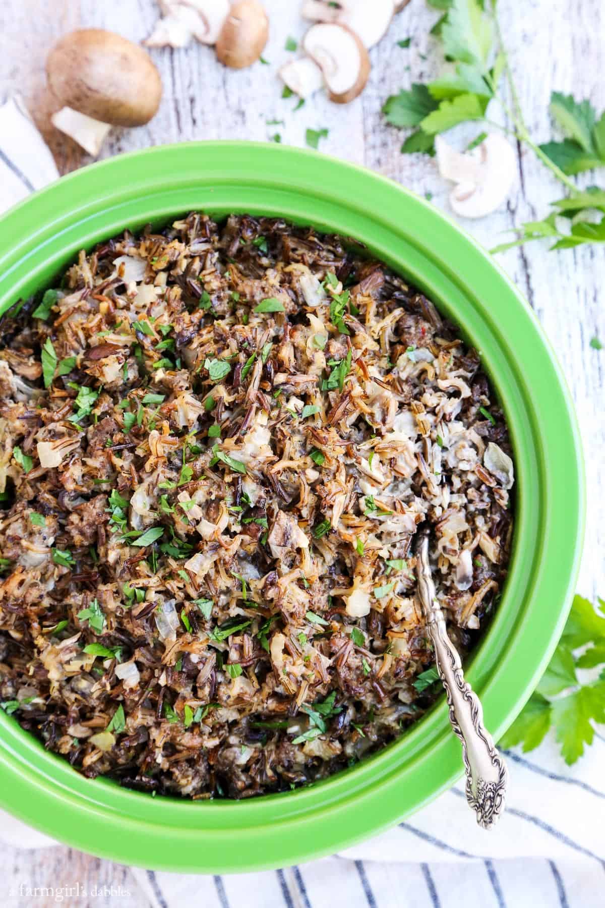 Creamy Wild Rice Casserole with Sausage and Mushrooms - A Farmgirl's ...