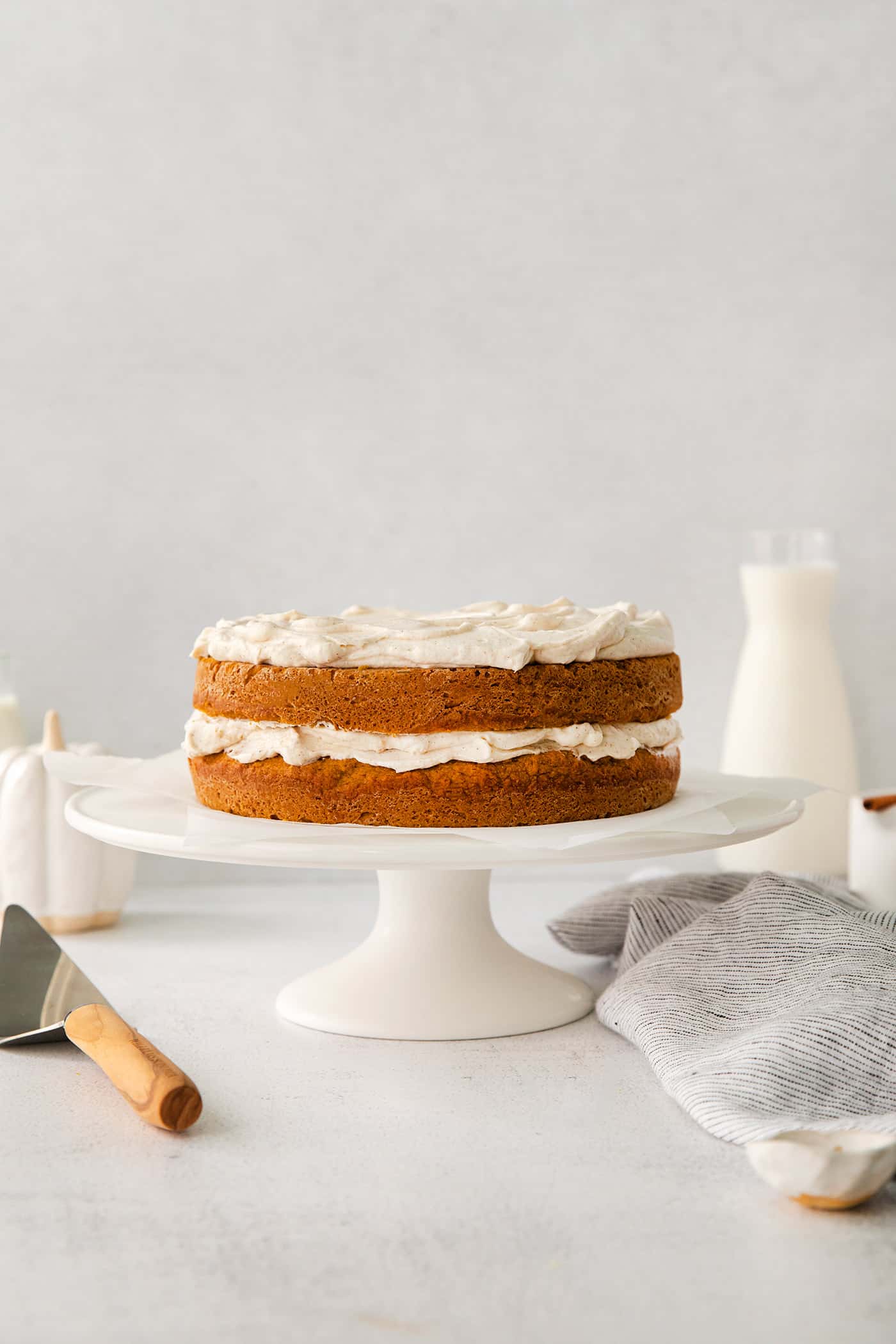 Easy Pumpkin Layer Cake with Cinnamon Whip l A Farmgirl's Dabbles