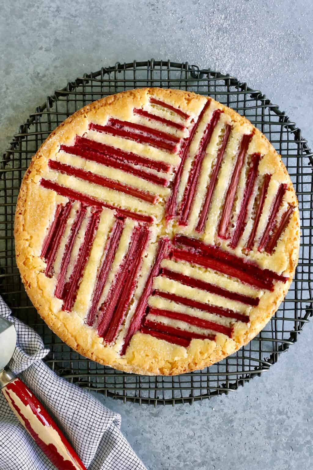 Rhubarb Custard Cake - A Farmgirl's Dabbles