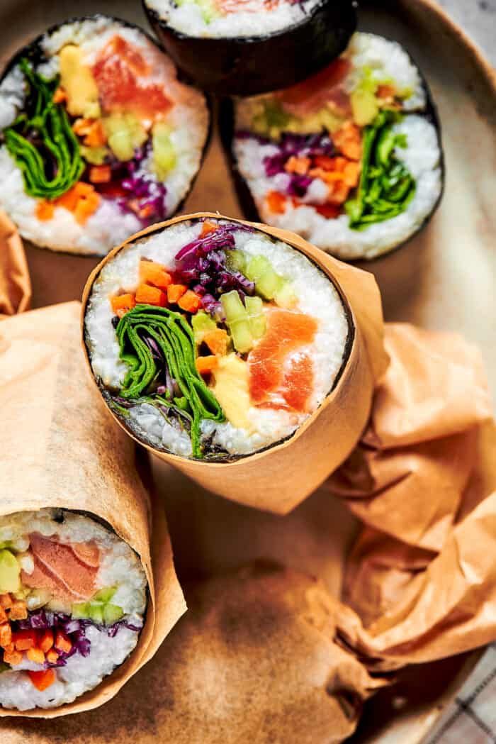 Easy Salmon Sushi Burrito (Sushirrito) l A Farmgirl's Dabbles