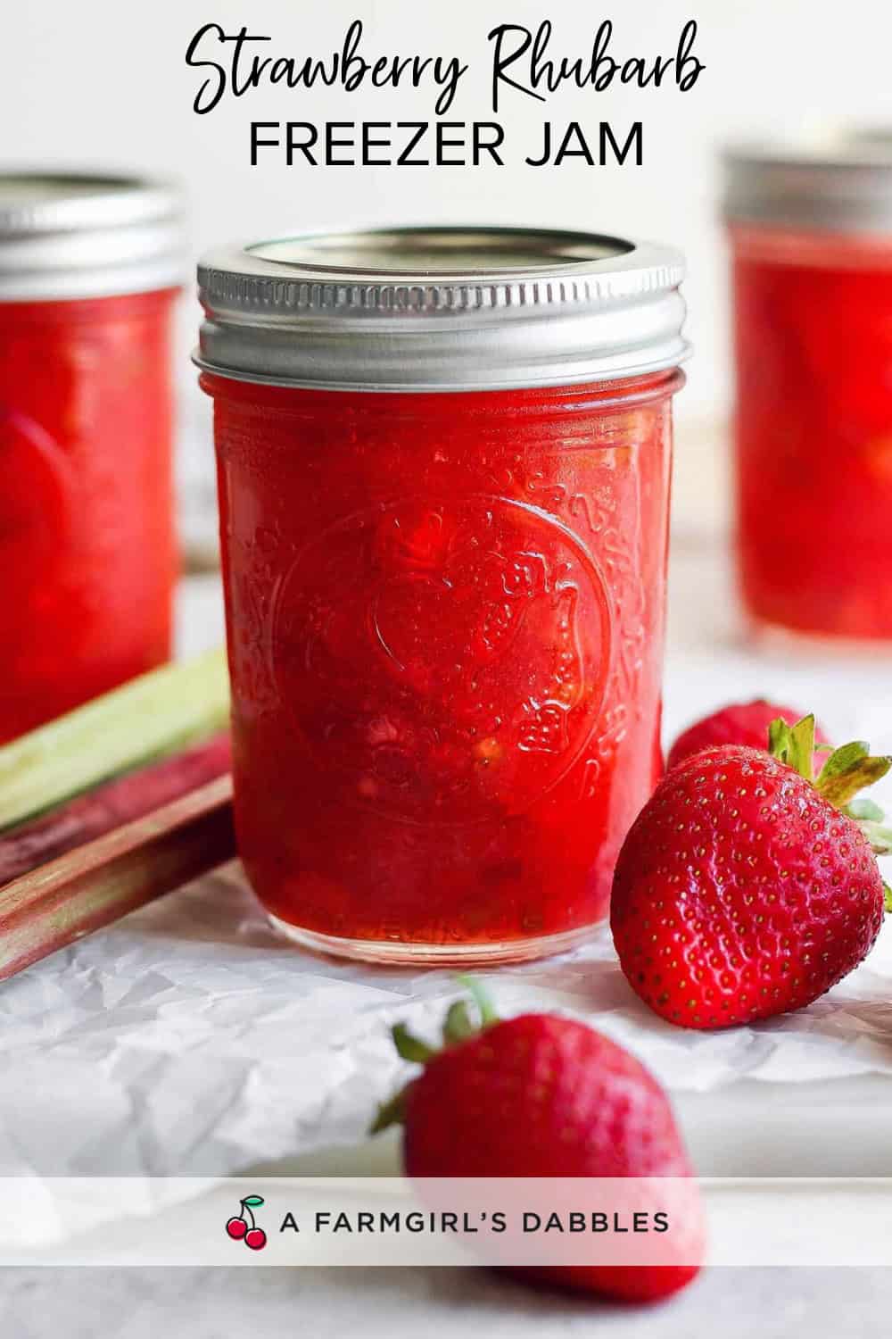 Strawberry Rhubarb Freezer Jam | A Farmgirl's Dabbles