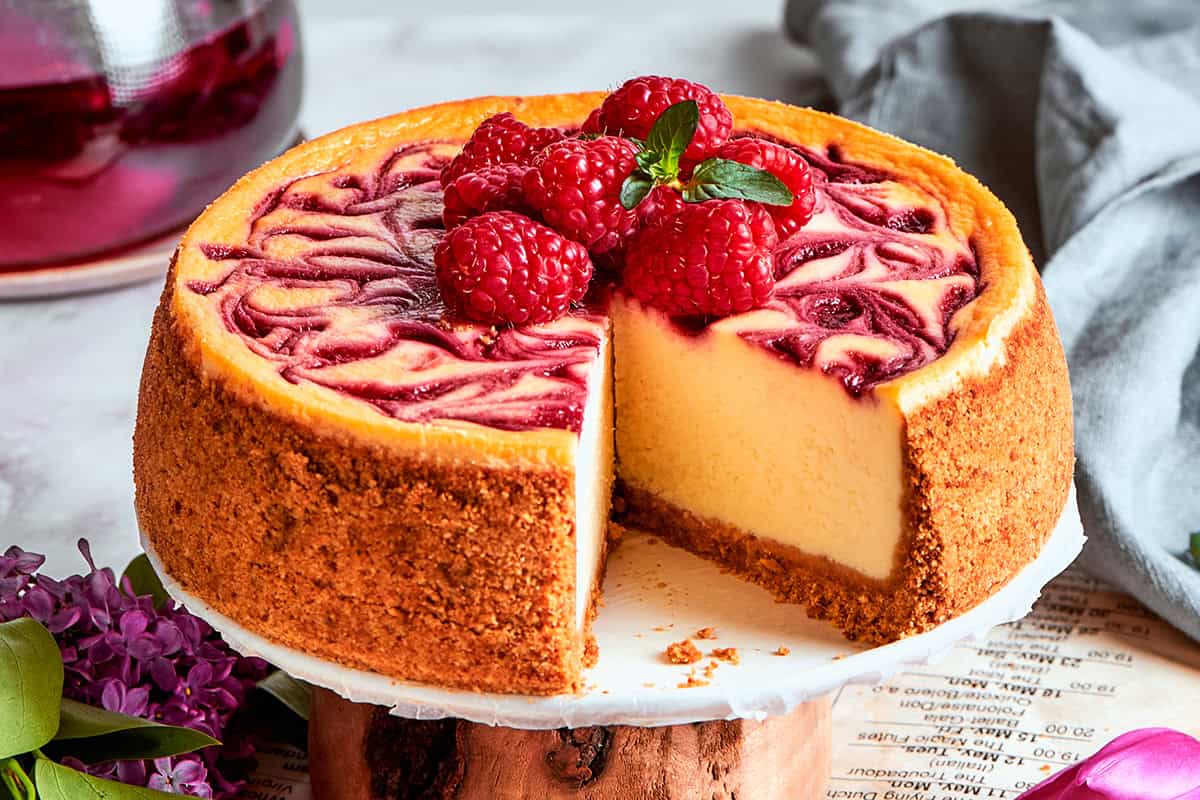 Homemade Raspberry Swirl Cheesecake | A Farmgirl's Dabbles
