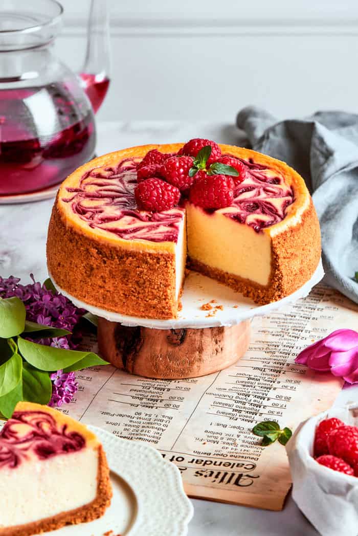 Homemade Raspberry Swirl Cheesecake | A Farmgirl's Dabbles