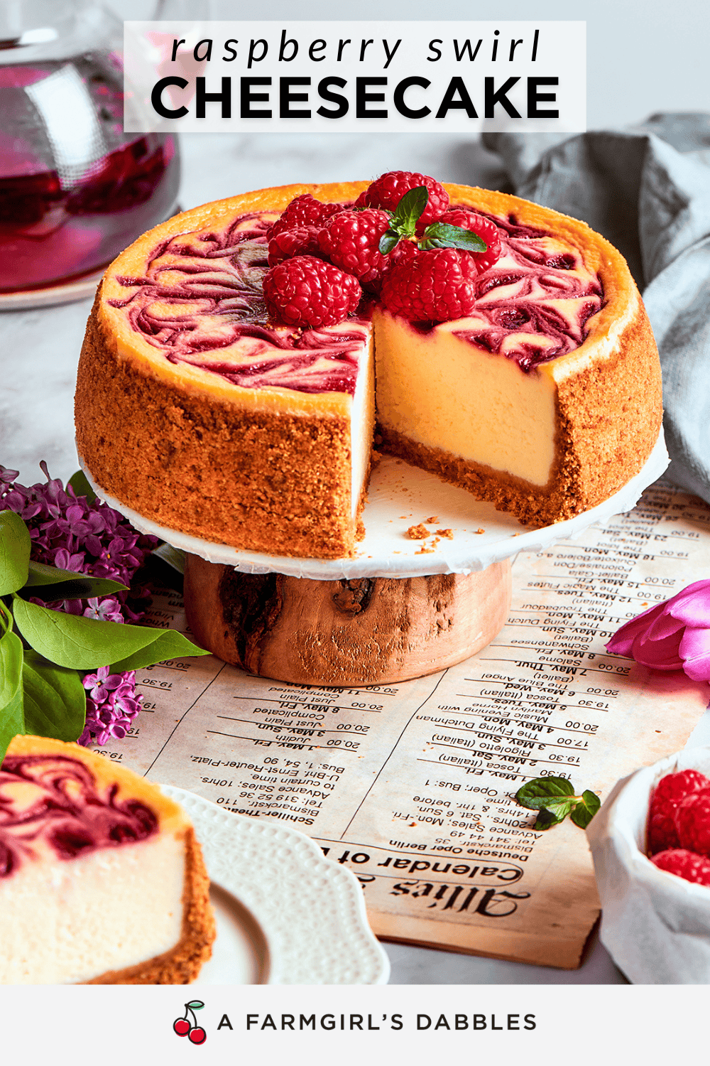Homemade Raspberry Swirl Cheesecake | A Farmgirl's Dabbles